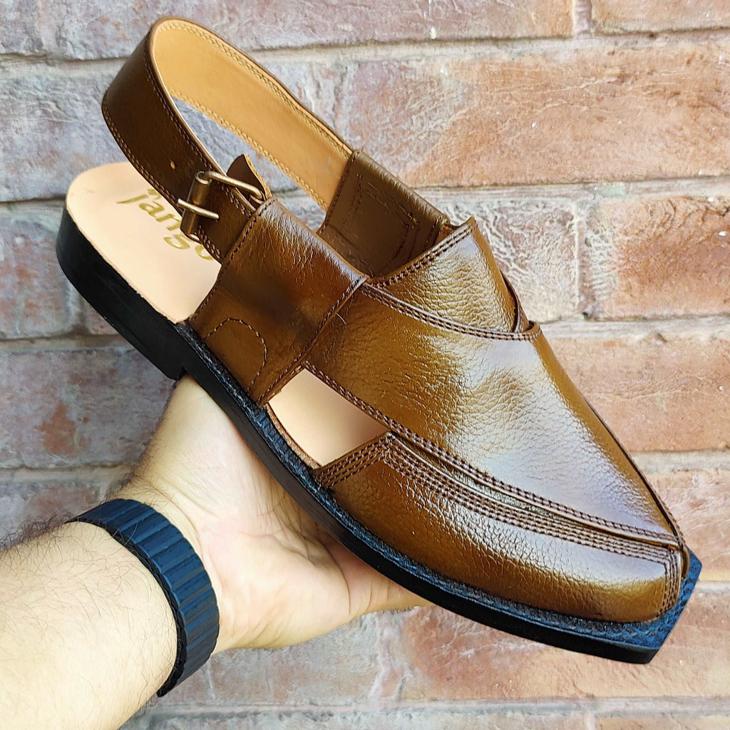 Chocolate Brown Grain Leather Chapal