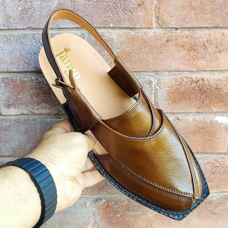 Chocolate Brown Grain Leather Chapal
